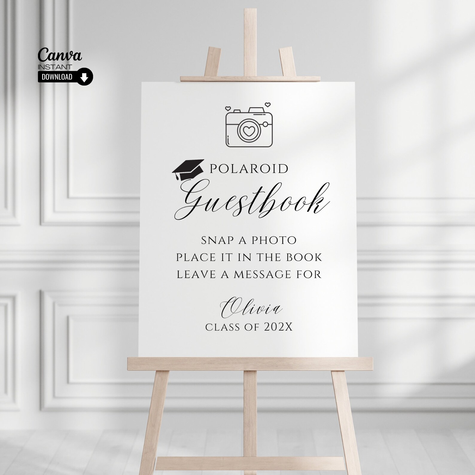 Editable Graduation Table Sign, Printable Photo Guestbook, Modern Class ...