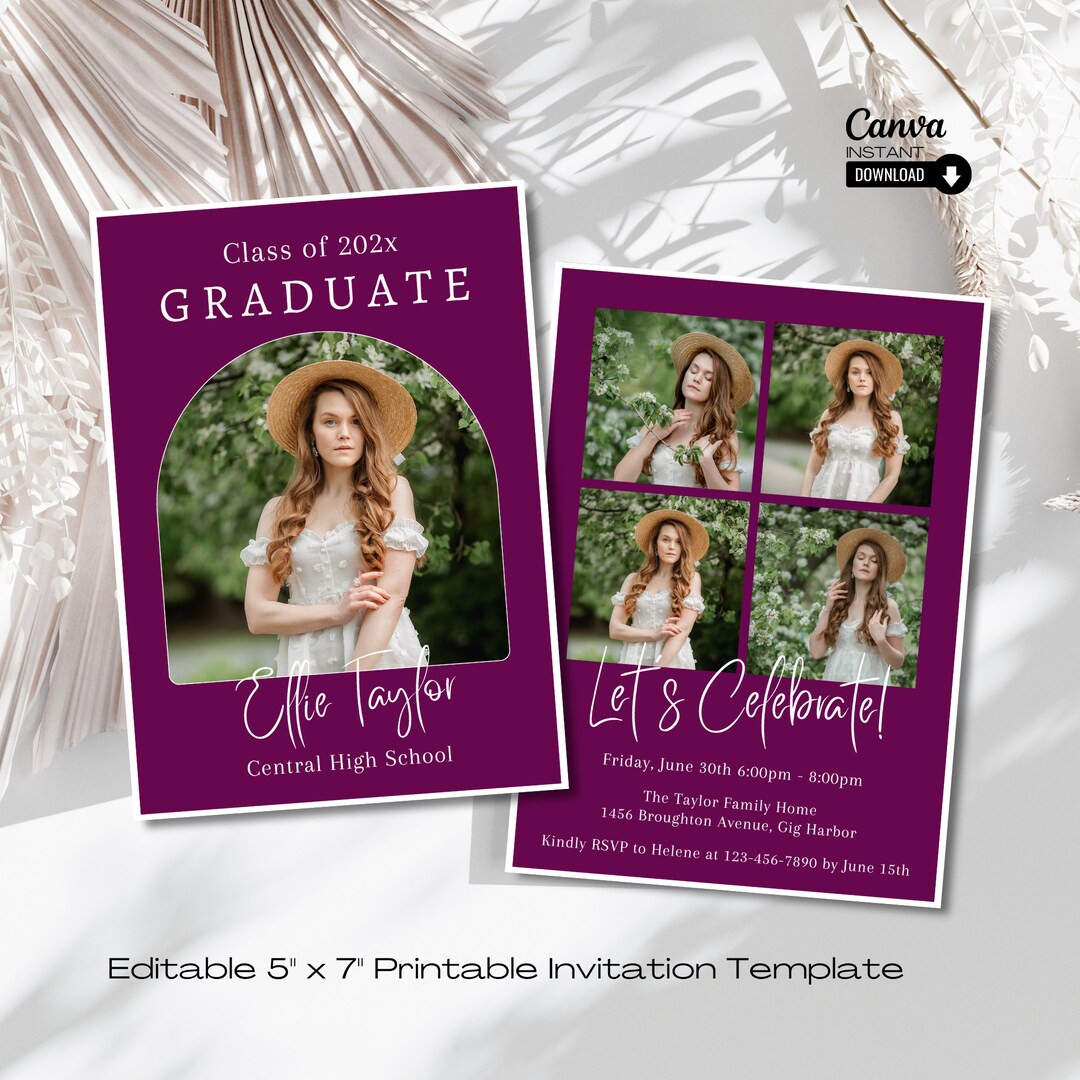 Modern Graduation Invitation Template: Photo Collage, 5x7 (canva ...