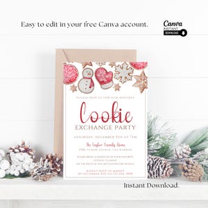 Editable Christmas Cookie Exchange Party Invitation Template, Printable ...