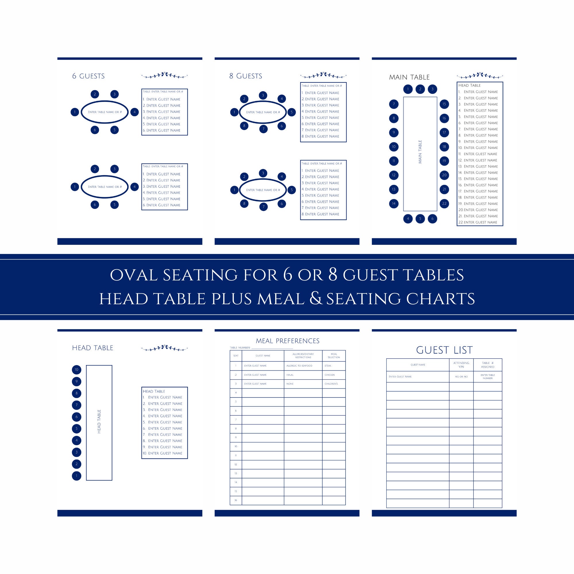 Editable Wedding Seating Chart Planner Printable Seating - Etsy