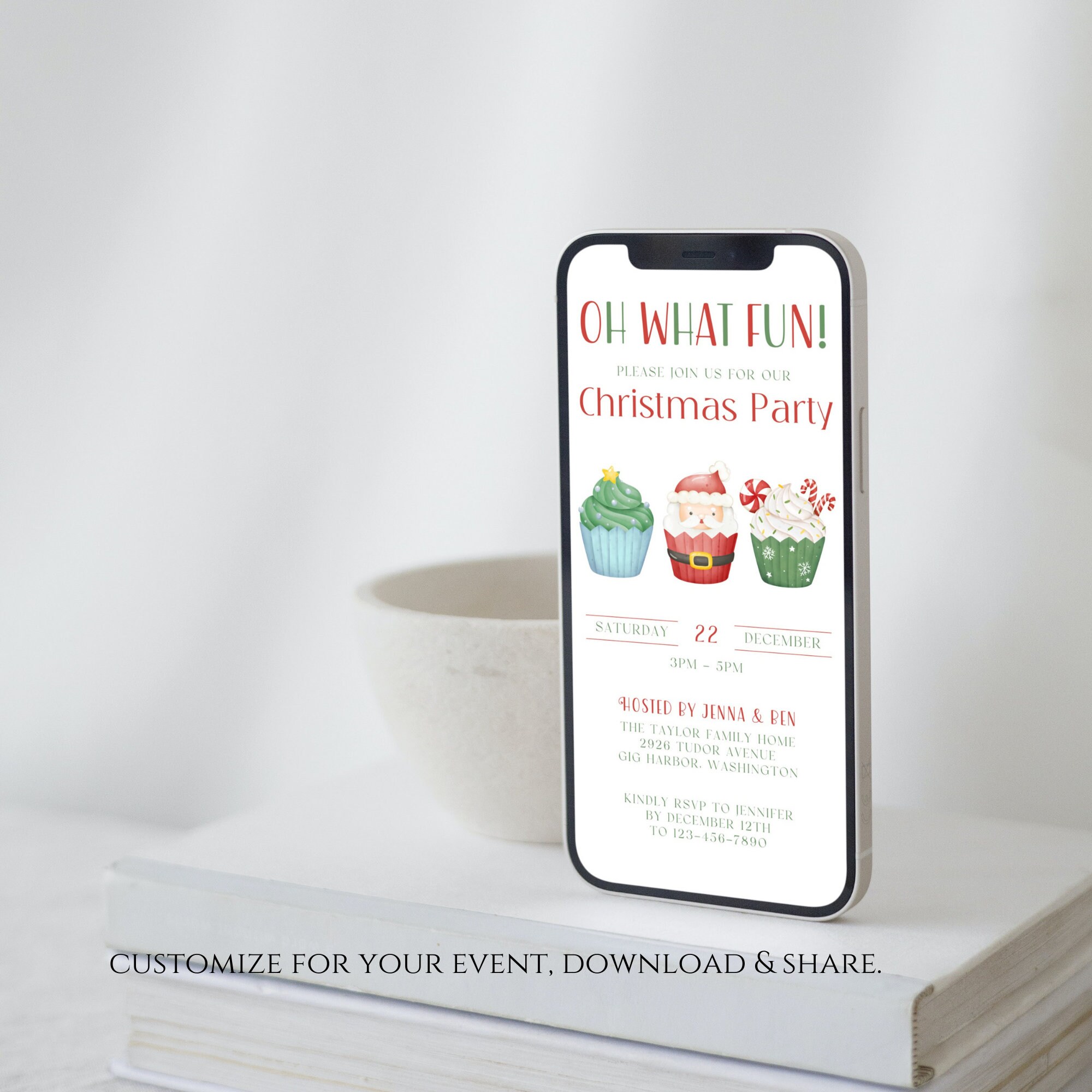 Editable Christmas Party Invitation Template, Printable Holiday Party ...