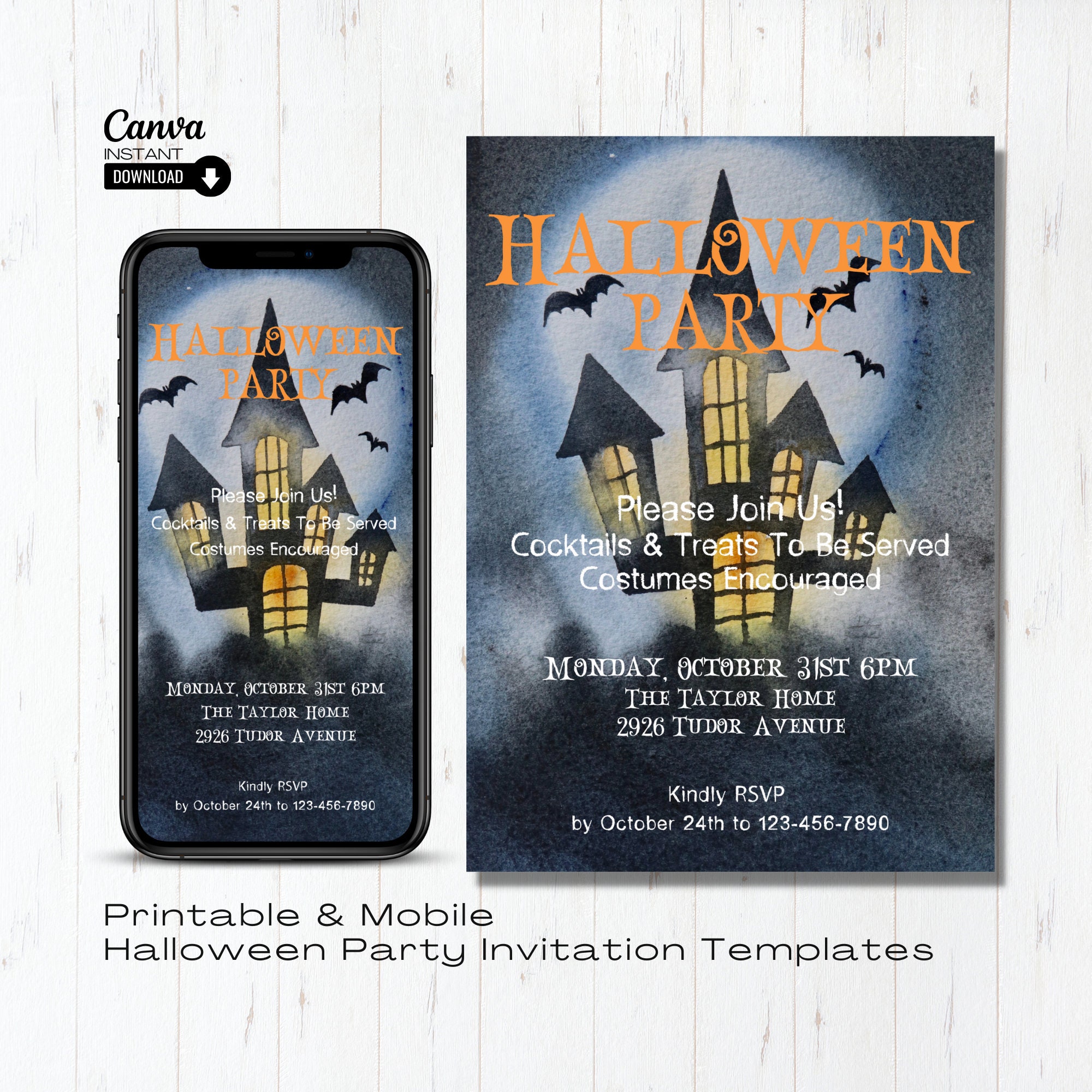 Editable Halloween Party Invitation Printable Halloween Party - Etsy
