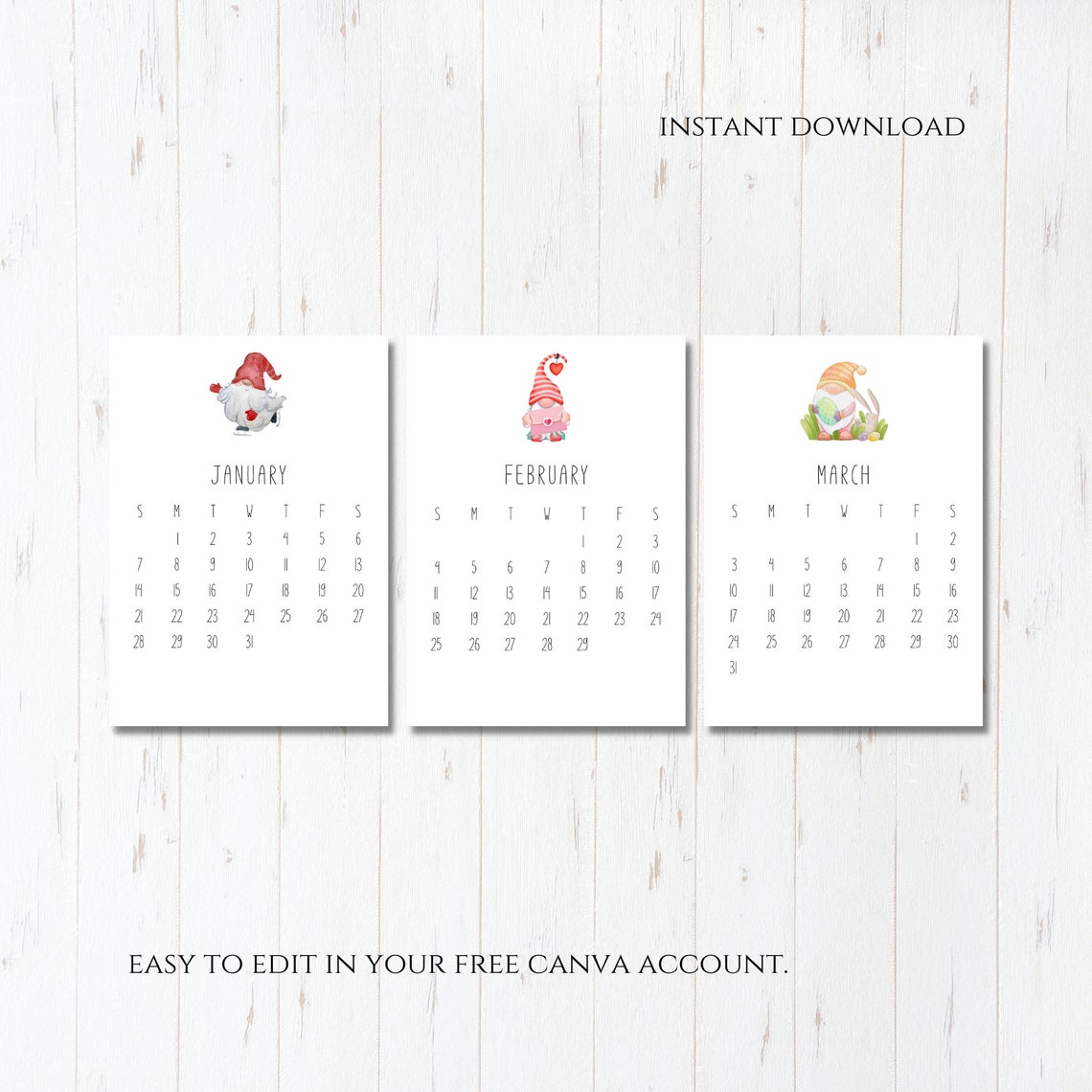2024 Gnome Mini Desk Calendar Printable Desk Calendar - Etsy