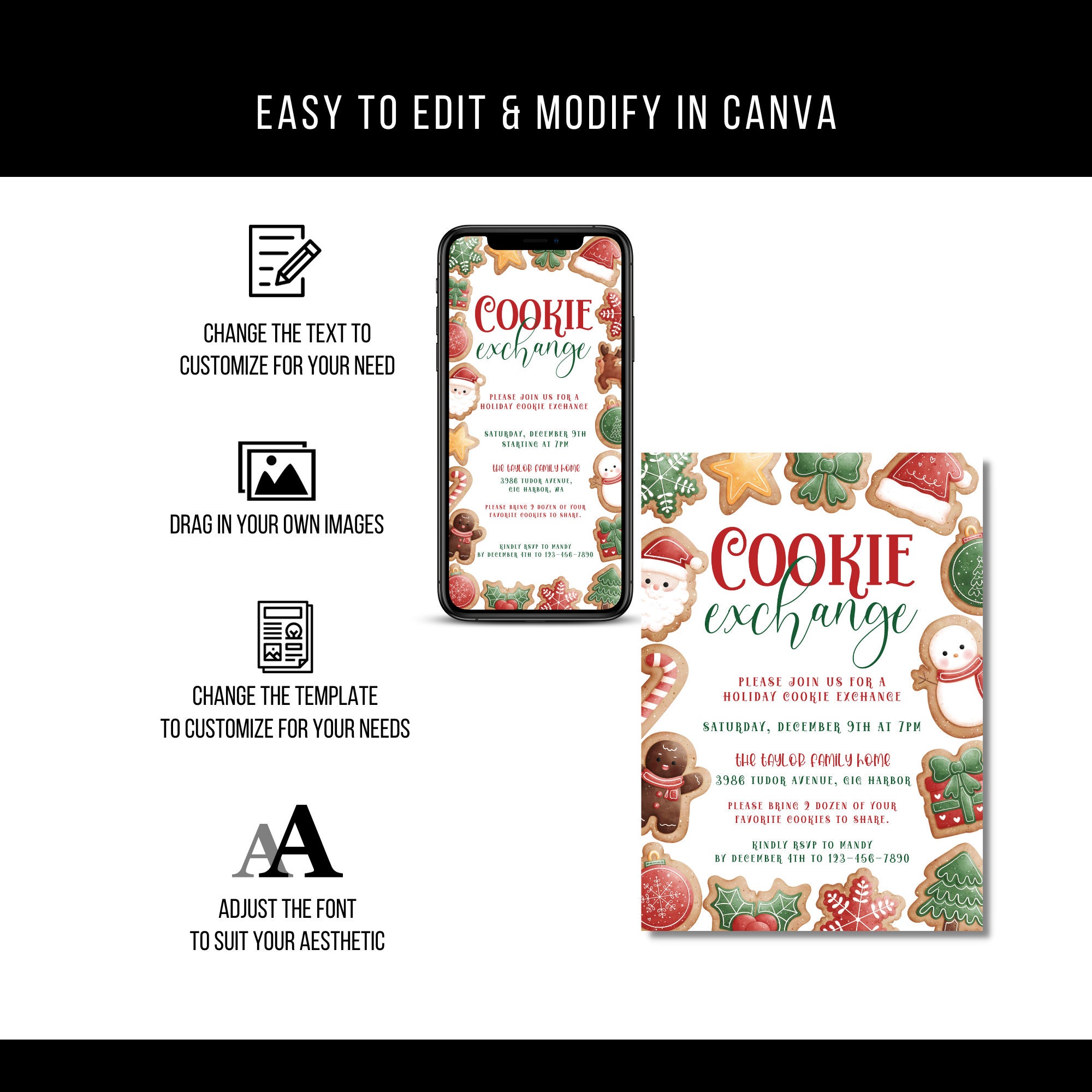 Christmas Cookie Exchange Invitation Template: Printable & Mobile Evite ...