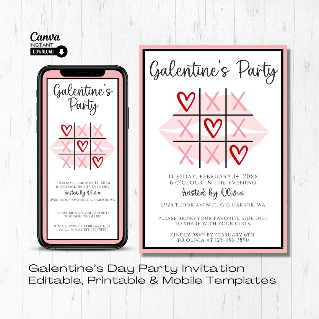 Galentine Invitation, Galentines Day Invite, Galentines Party Editable ...