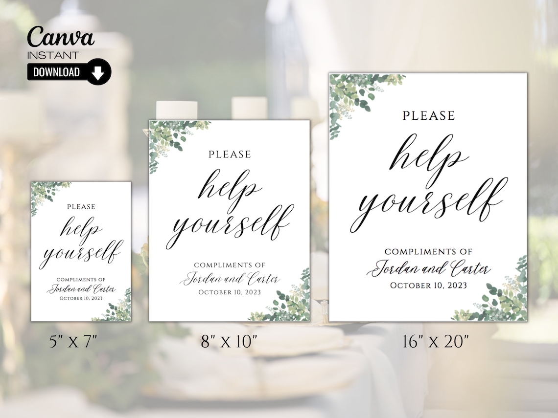 Please Help Yourself Wedding Table Sign Help Yourself Wedding - Etsy