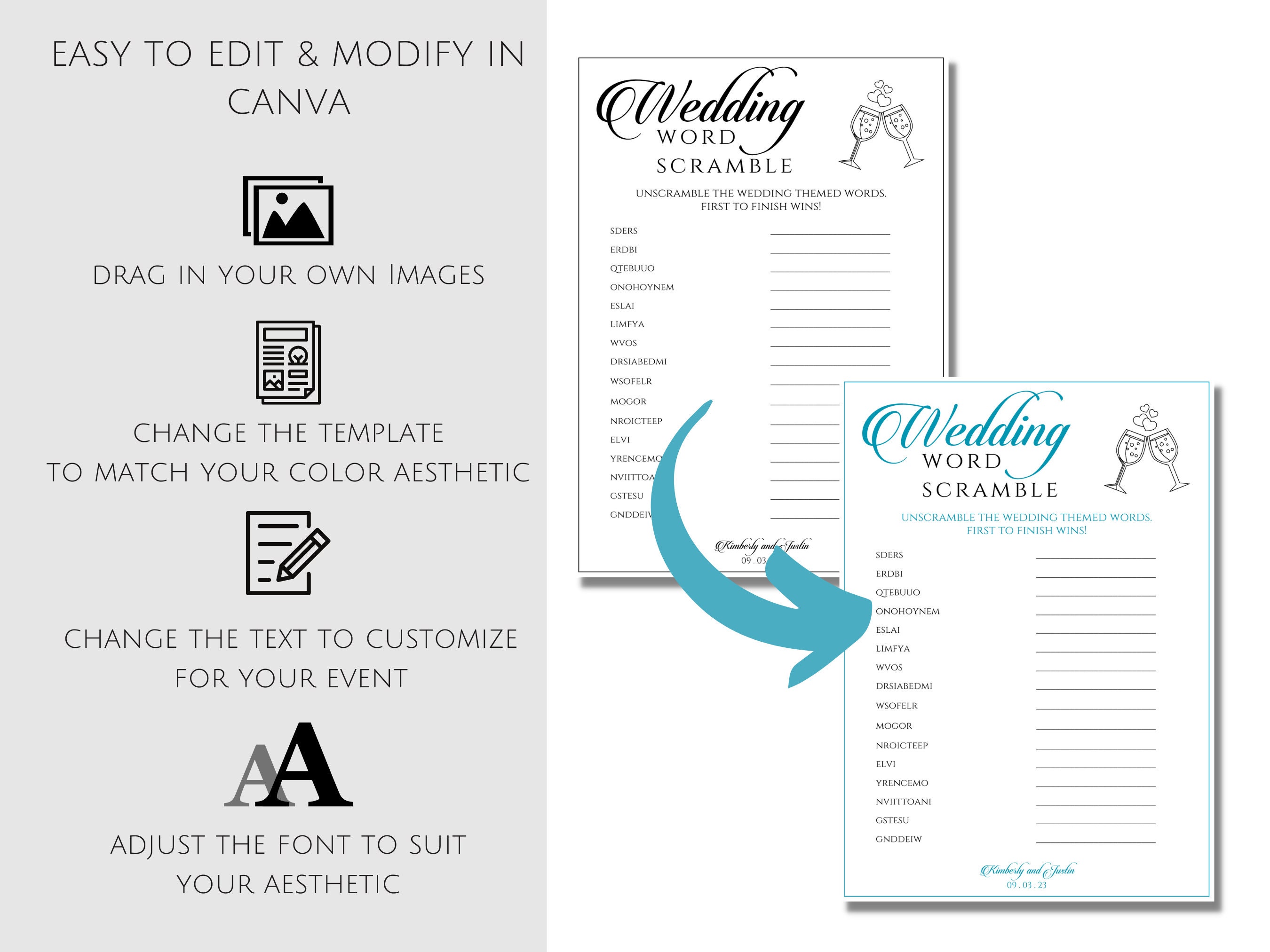 Editable Wedding Word Scramble Template Printable Bridal Word - Etsy