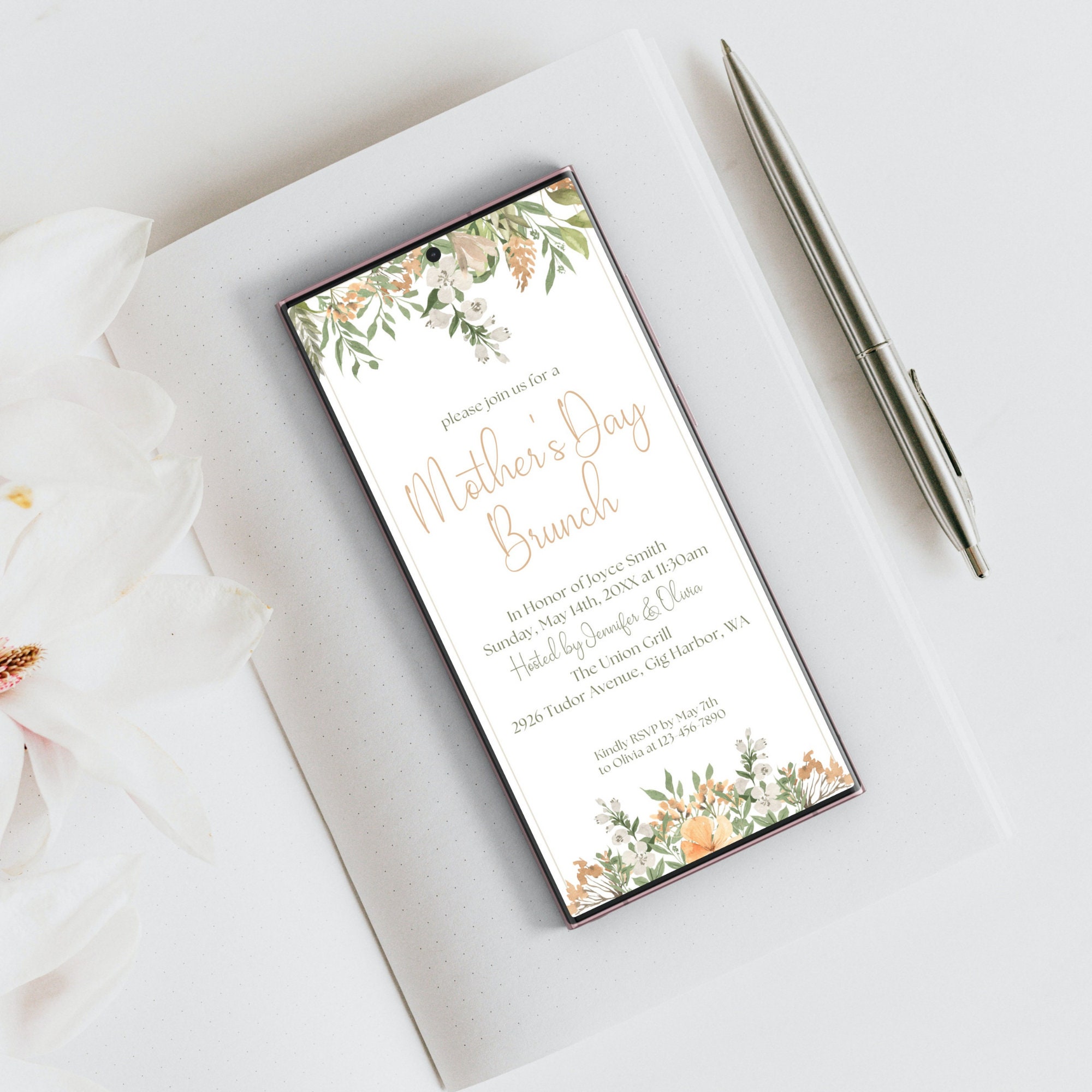 Editable Mothers Day Brunch Invitation, Printable Mother's Day Brunch ...