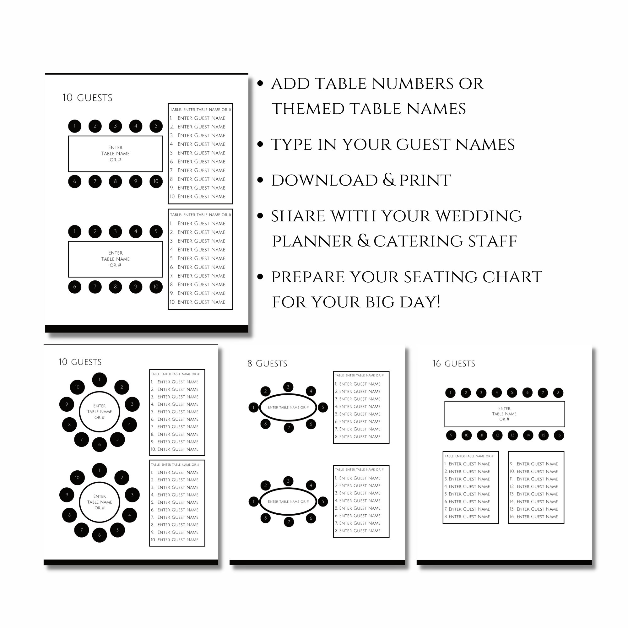 Editable Wedding Seating Chart Planner: Canva Template (printable) - Etsy