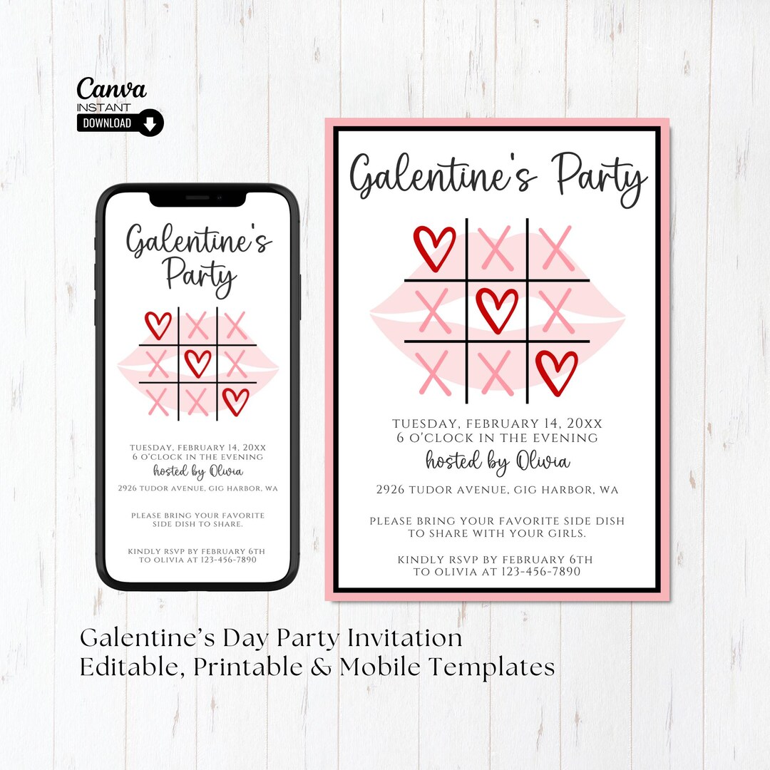 Galentine's Day Party Invitation: Editable Canva Template (printable ...
