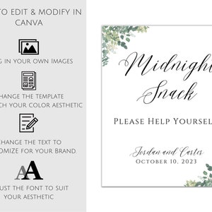 Midnight Snack Wedding Sign Printable Wedding Sign Late | Etsy