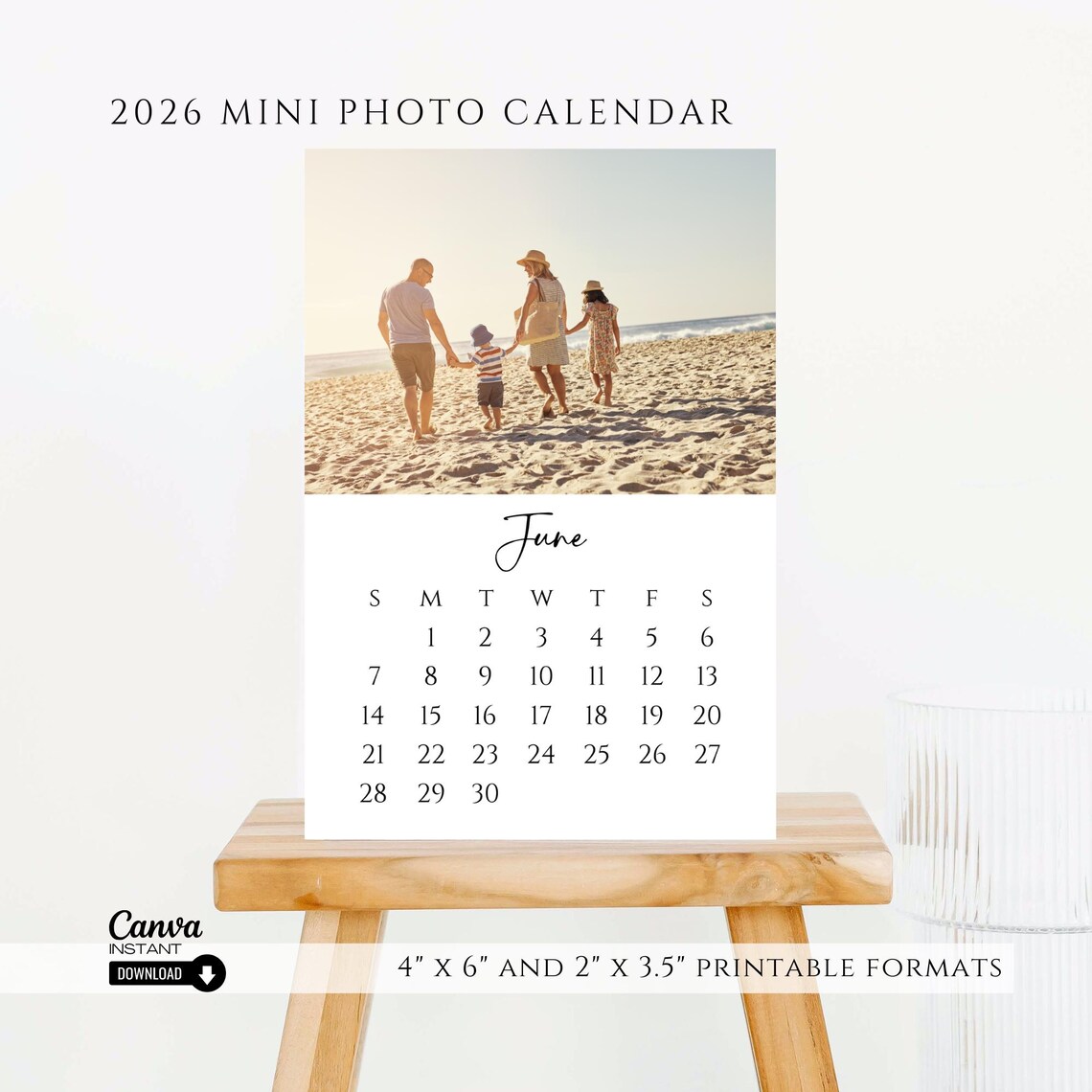 2026 Photo Desk Calendar Template, Mini Easel Style (canva Editable ...