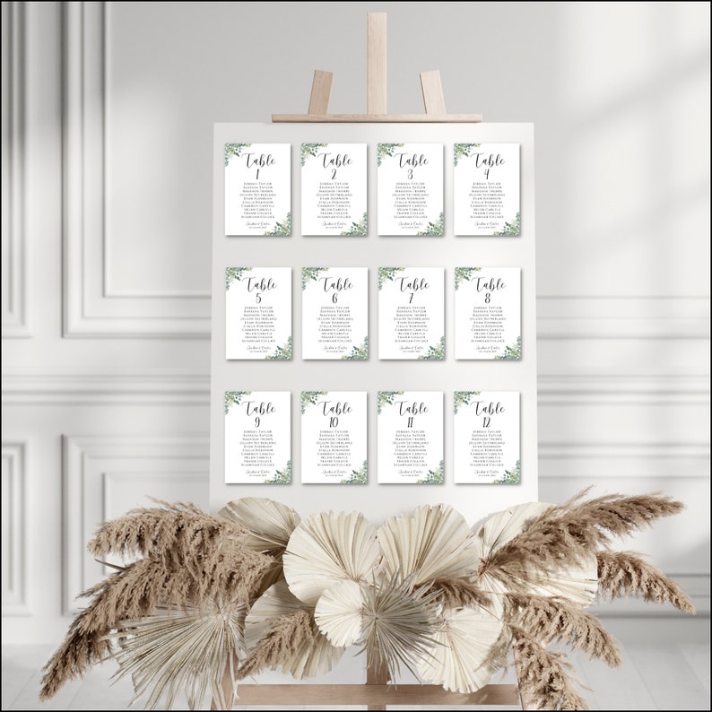 Table Seating Chart Card Template Wedding Seating Chart - Etsy