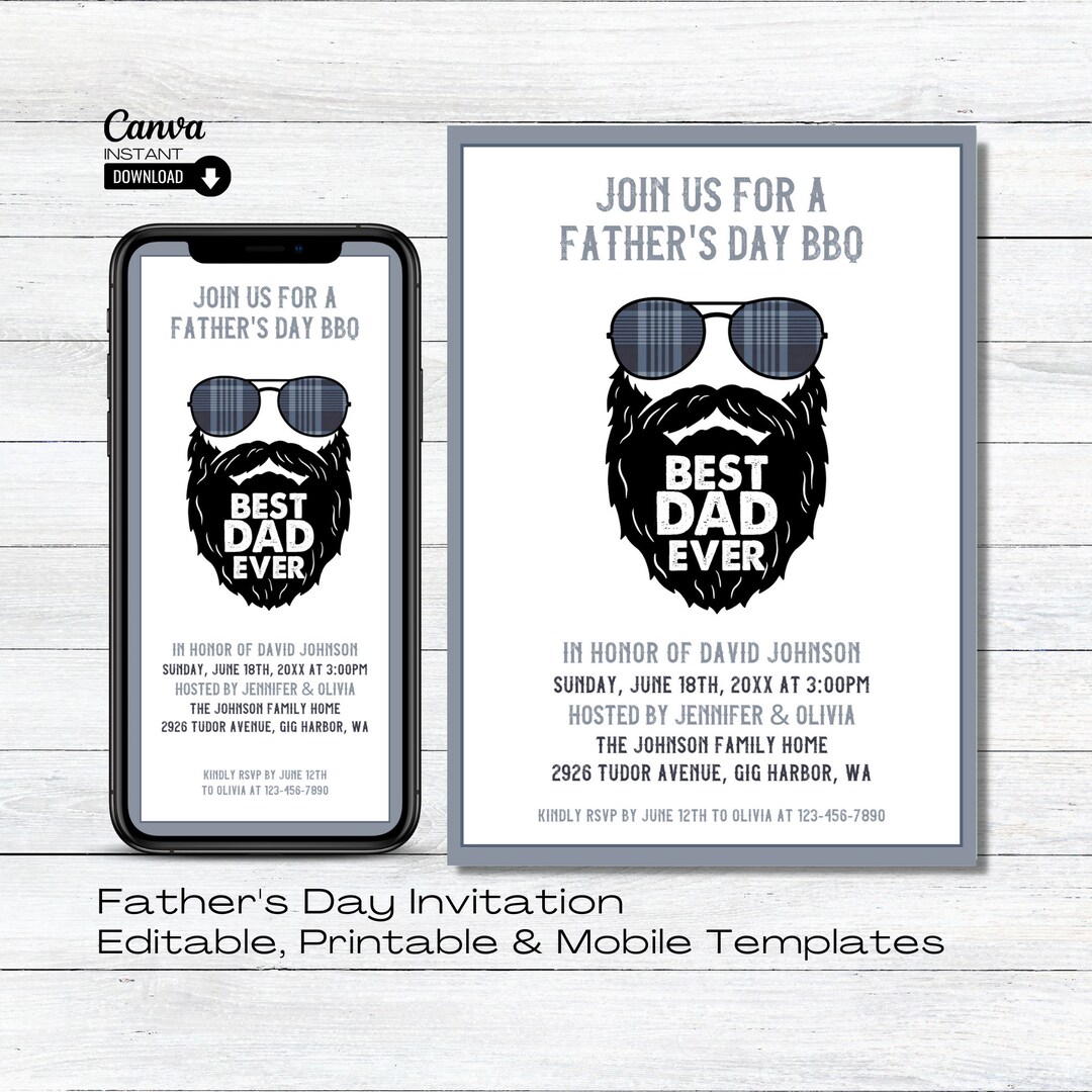 Editable Fathers Day Invite Printable Father's Day BBQ - Etsy
