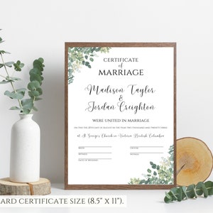 Editable Wedding Certificate Template Marriage Certificate - Etsy