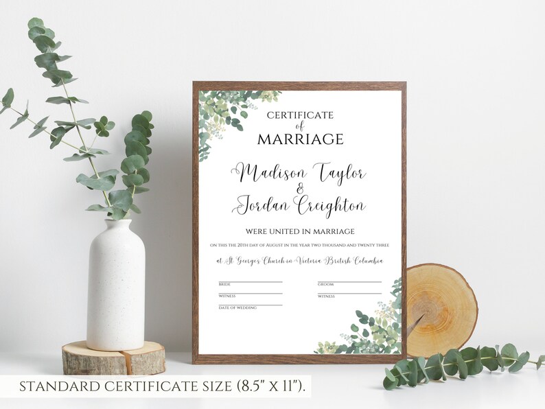 Editable Wedding Certificate Template Marriage Certificate - Etsy