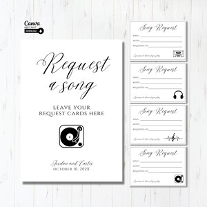 Editable Song Request Cards Template, Minimalist Wedding Song Request ...