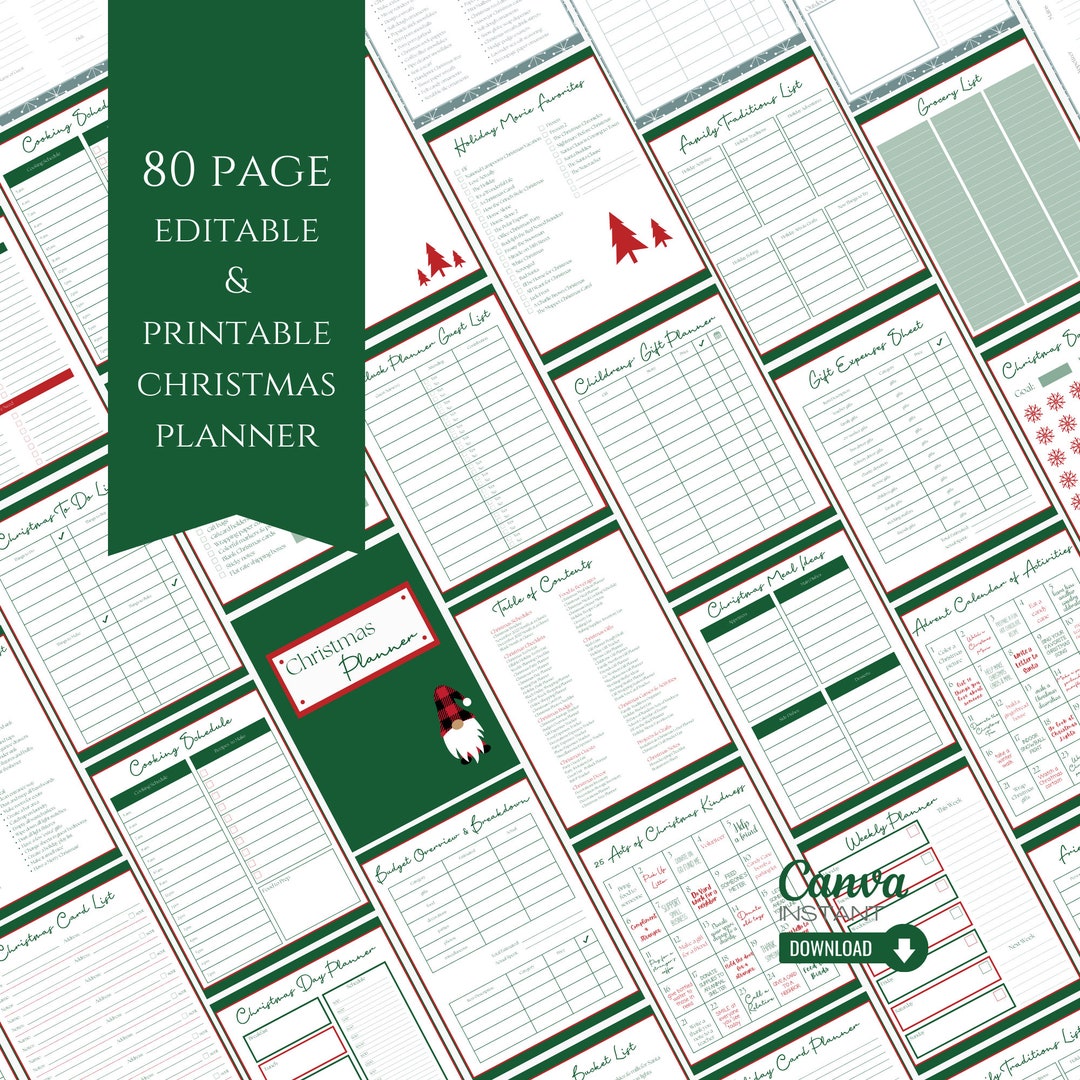 Christmas Planner Printable, Editable Holiday Planner, Xmas Planner ...