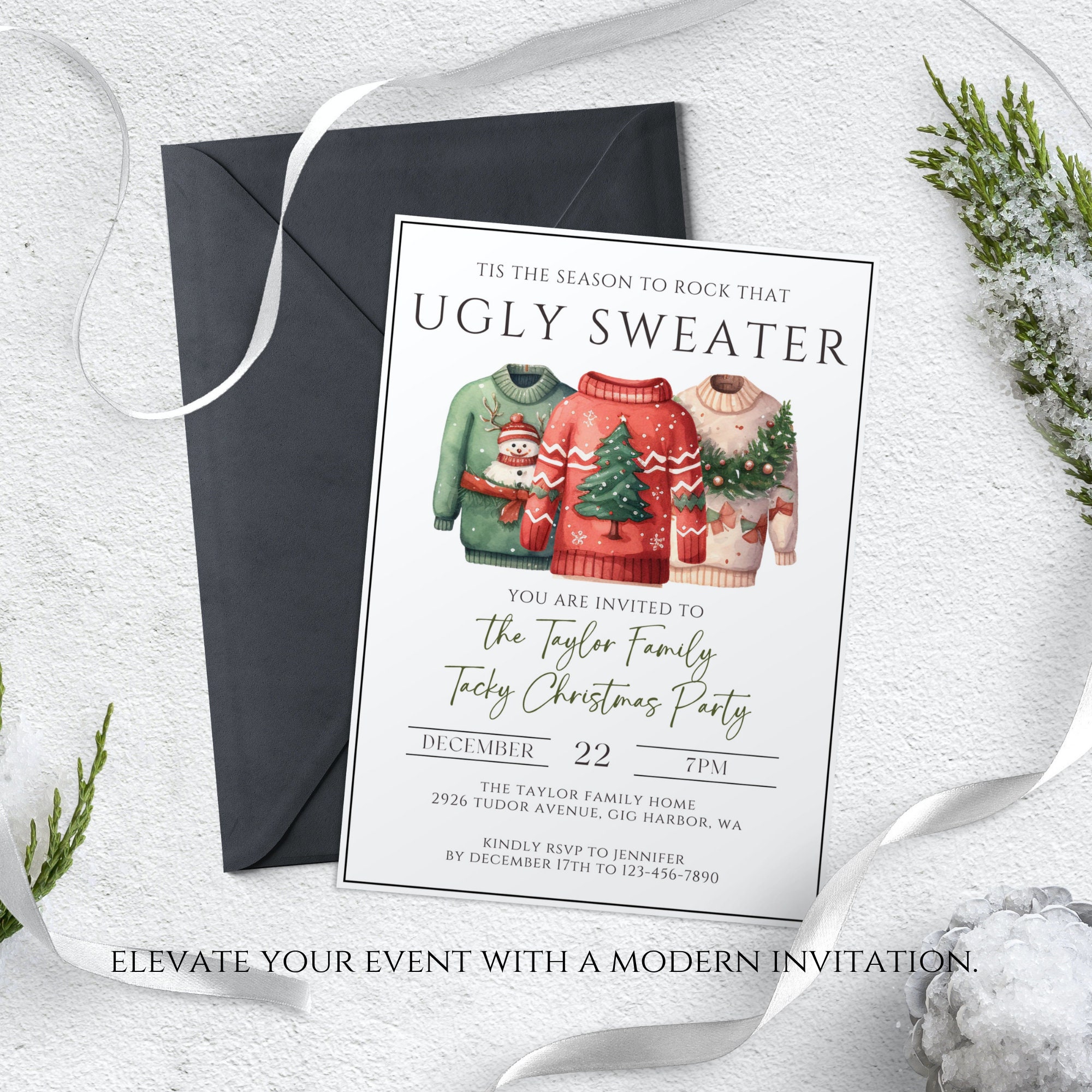 Ugly Sweater Party Invitation, Christmas Party Invite, Ugly Sweater ...