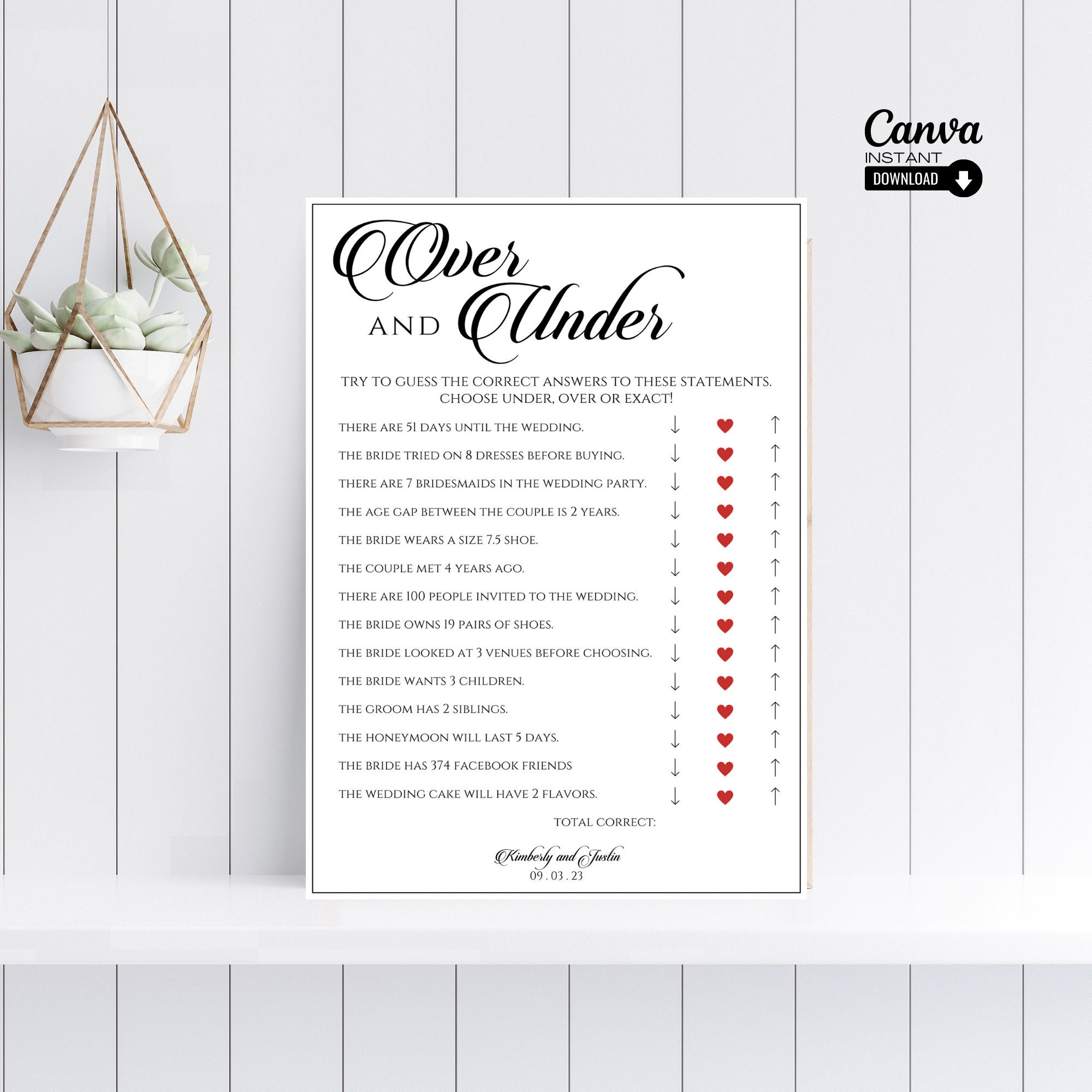 Editable Minimalist Bridal Shower Game, Printable Modern Bridal Trivia ...