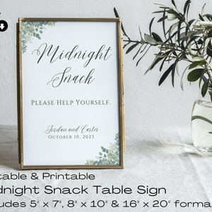 Midnight Snack Wedding Sign Printable Wedding Sign Late - Etsy
