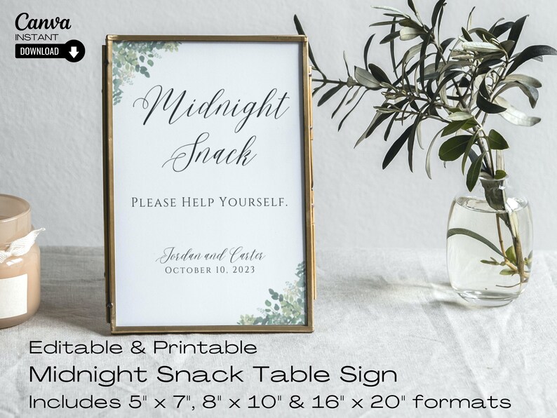Midnight Snack Wedding Sign Printable Wedding Sign Late - Etsy