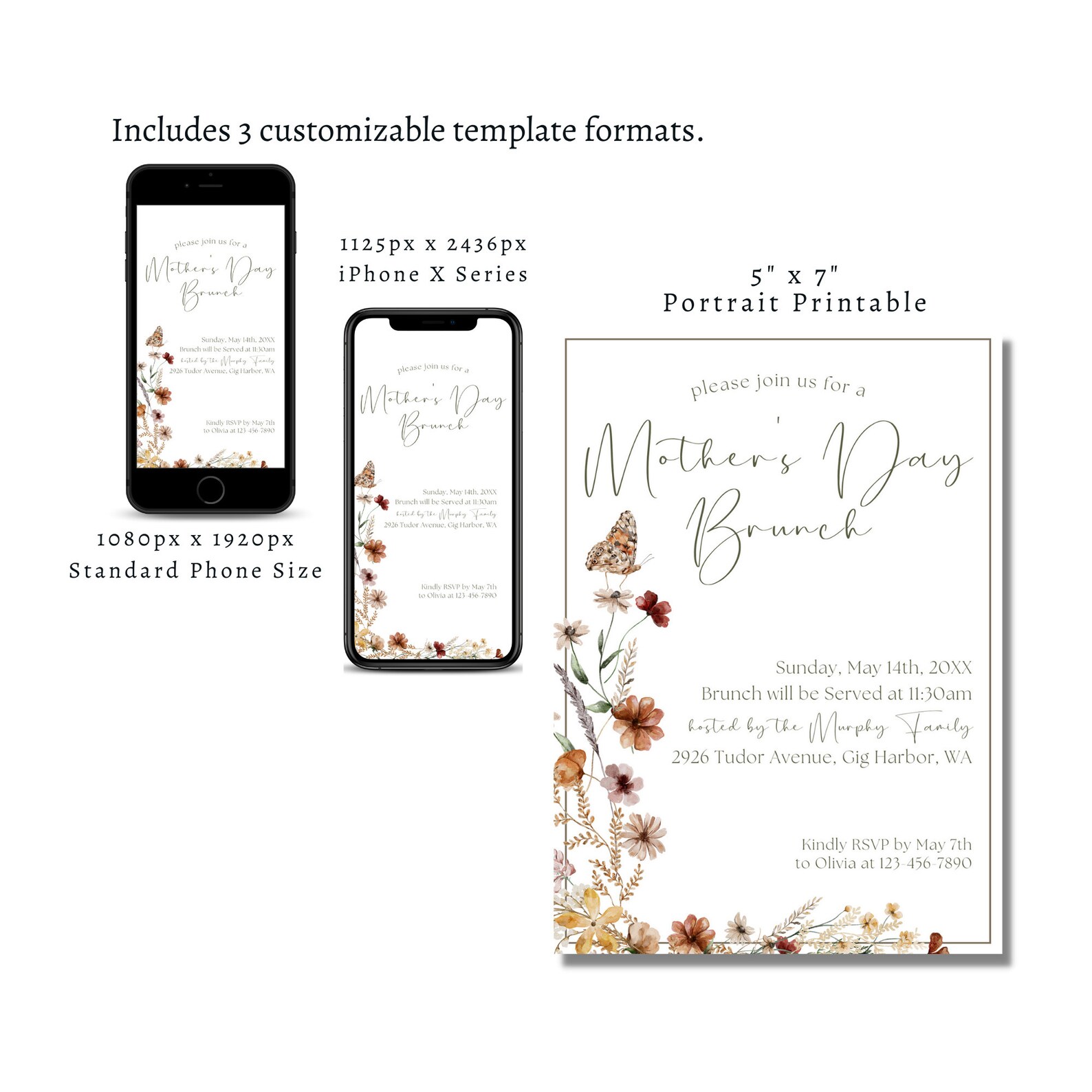 Editable Mothers Day Brunch Invitation, Printable Mother's Day Brunch ...