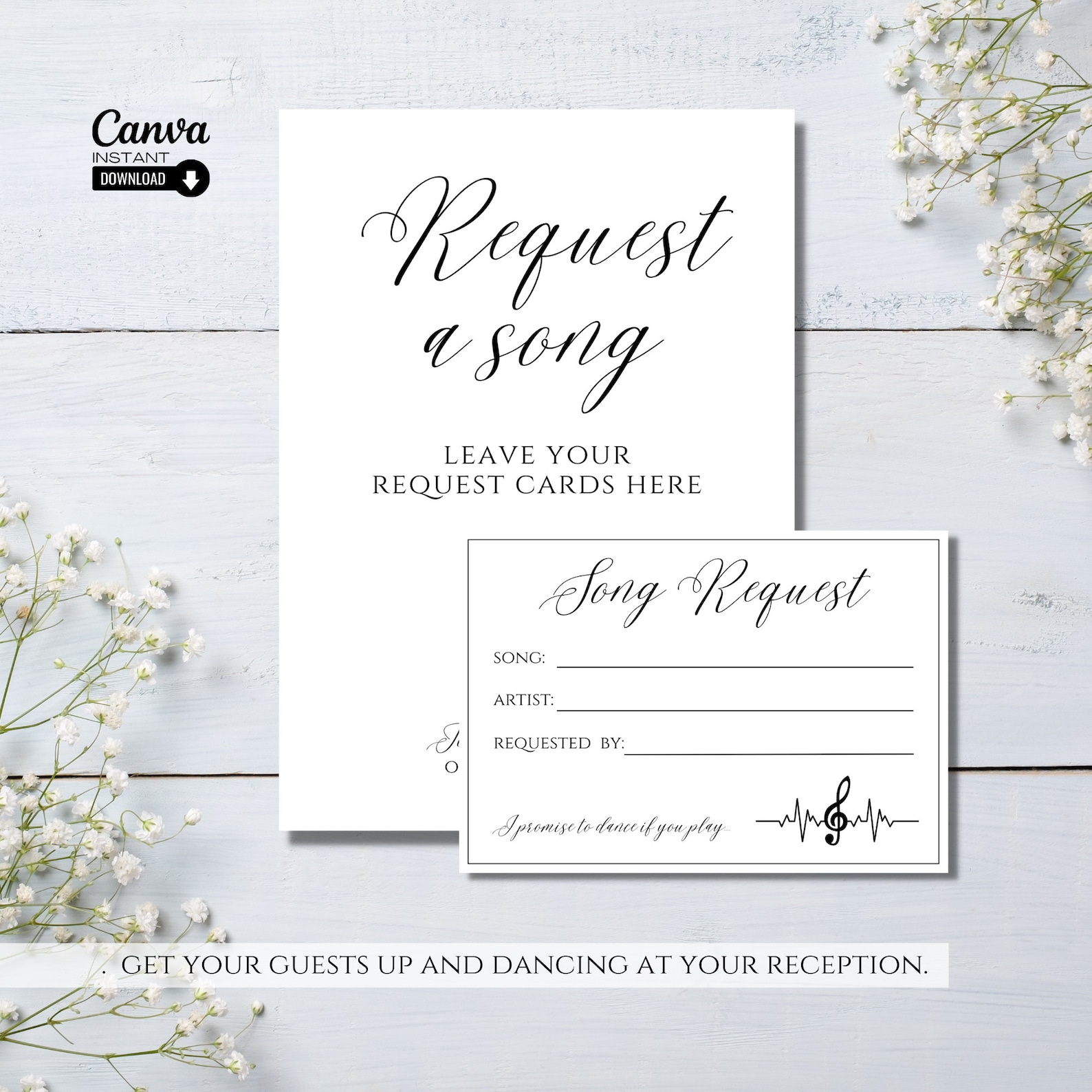 Editable Song Request Cards Template Minimalist Wedding Song - Etsy UK