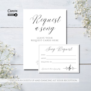 Editable Song Request Cards Template, Minimalist Wedding Song Request ...