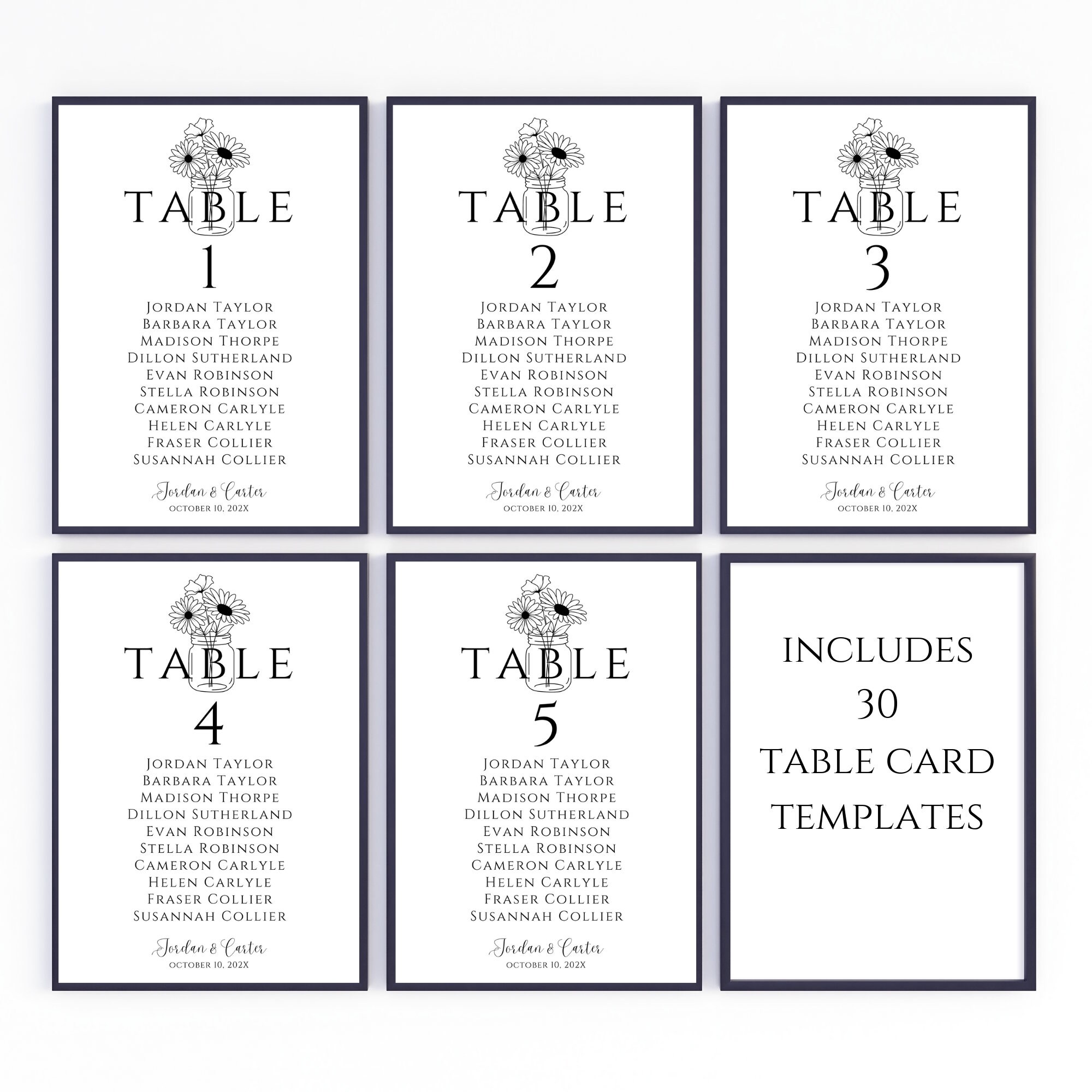 Table Seating Chart Card Template Wedding Seating Chart - Etsy