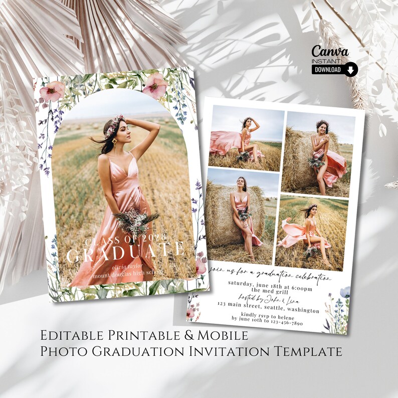 Editable Modern High School Graduation Photo Invitation Template ...