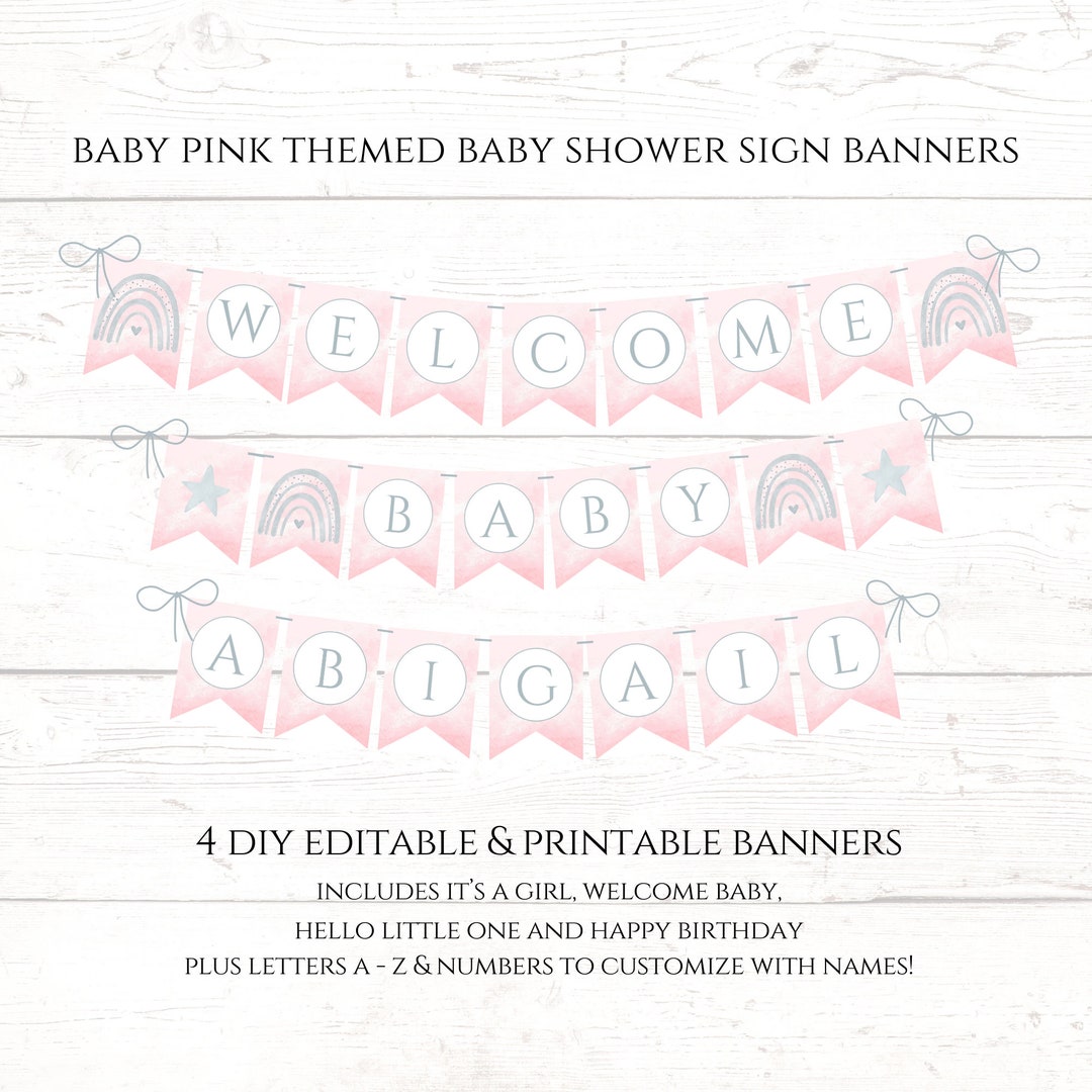 It's a Girl Banner, Editable Baby Shower Banner, Printable Baby Girl ...