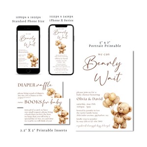 Teddy Bear Baby Shower Invitation Bundle: Gender Neutral Canva Template ...