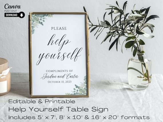 Please Help Yourself Wedding Table Sign Help Yourself Wedding - Etsy