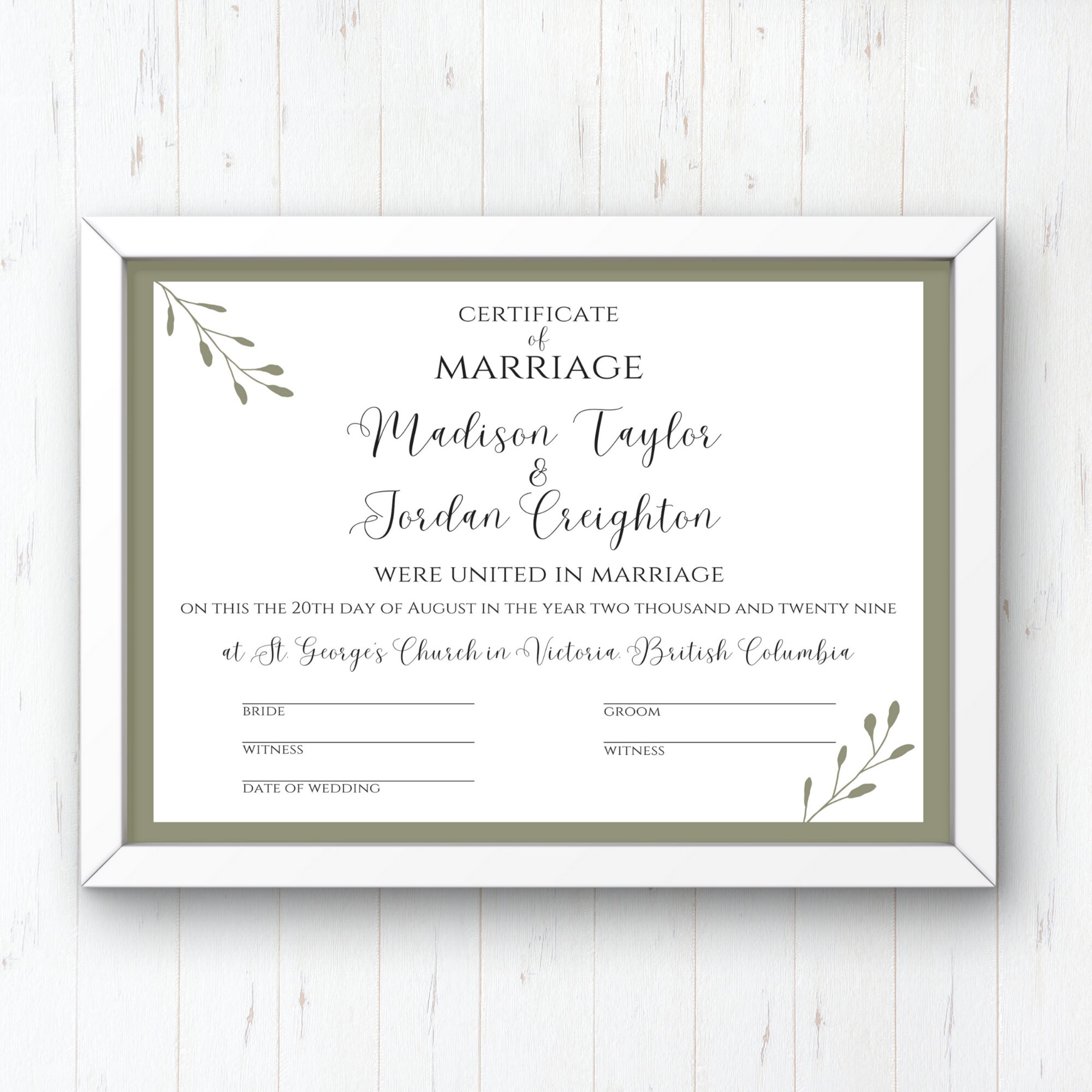 Editable Wedding Certificate Template Marriage Certificate - Etsy Canada
