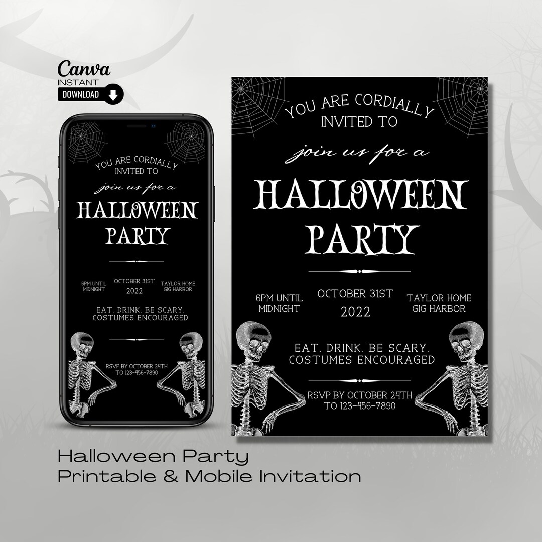 Editable Halloween Party Invitation, Printable Halloween Party Invite ...
