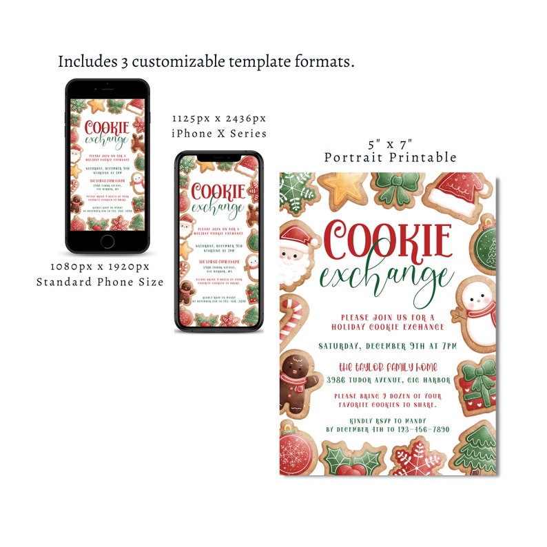 Christmas Cookie Exchange Invitation Template: Printable & Mobile Evite ...