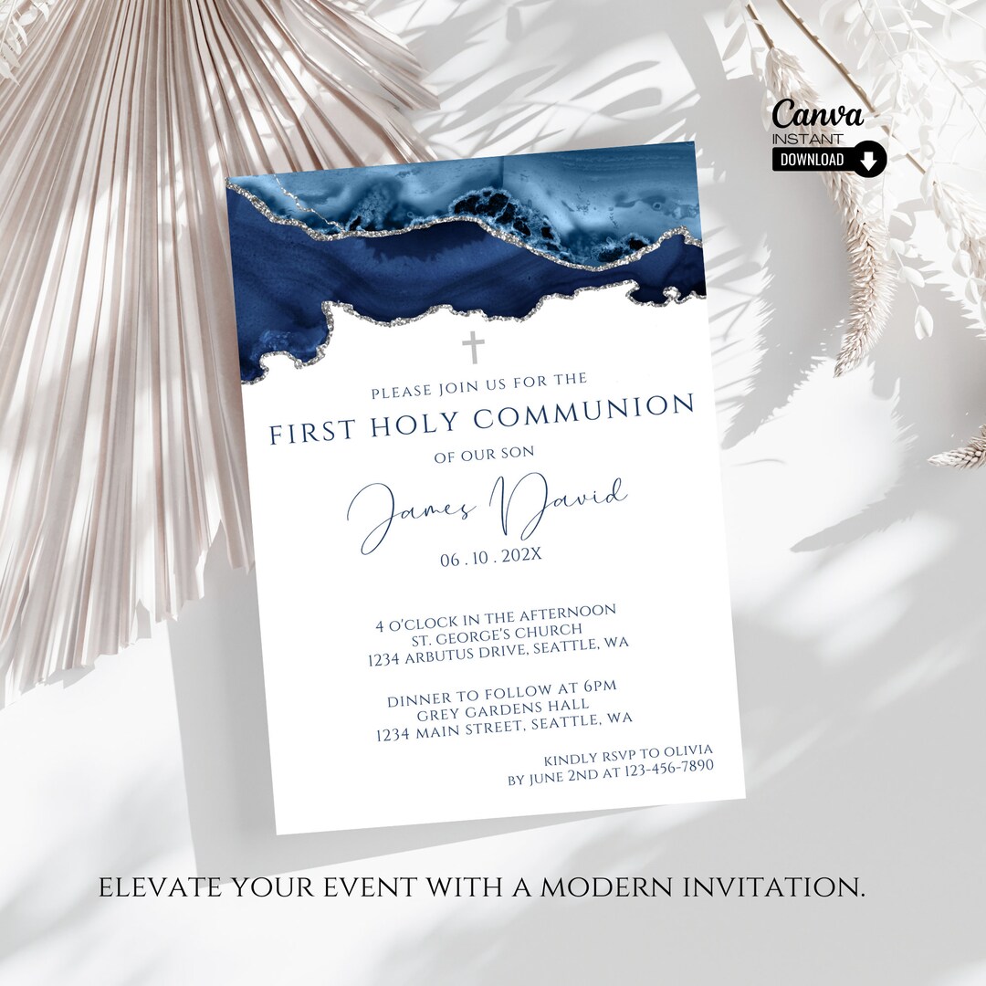 First Holy Communion Invitation, Editable First Communion Invite ...