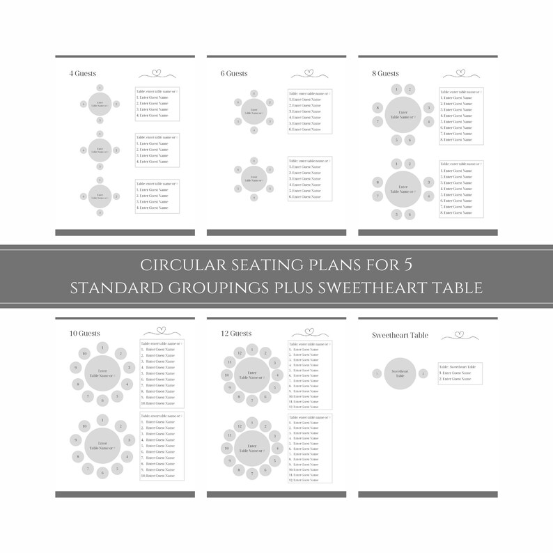 Wedding Seating Chart Planner: Editable Reception Table Plan (canva ...