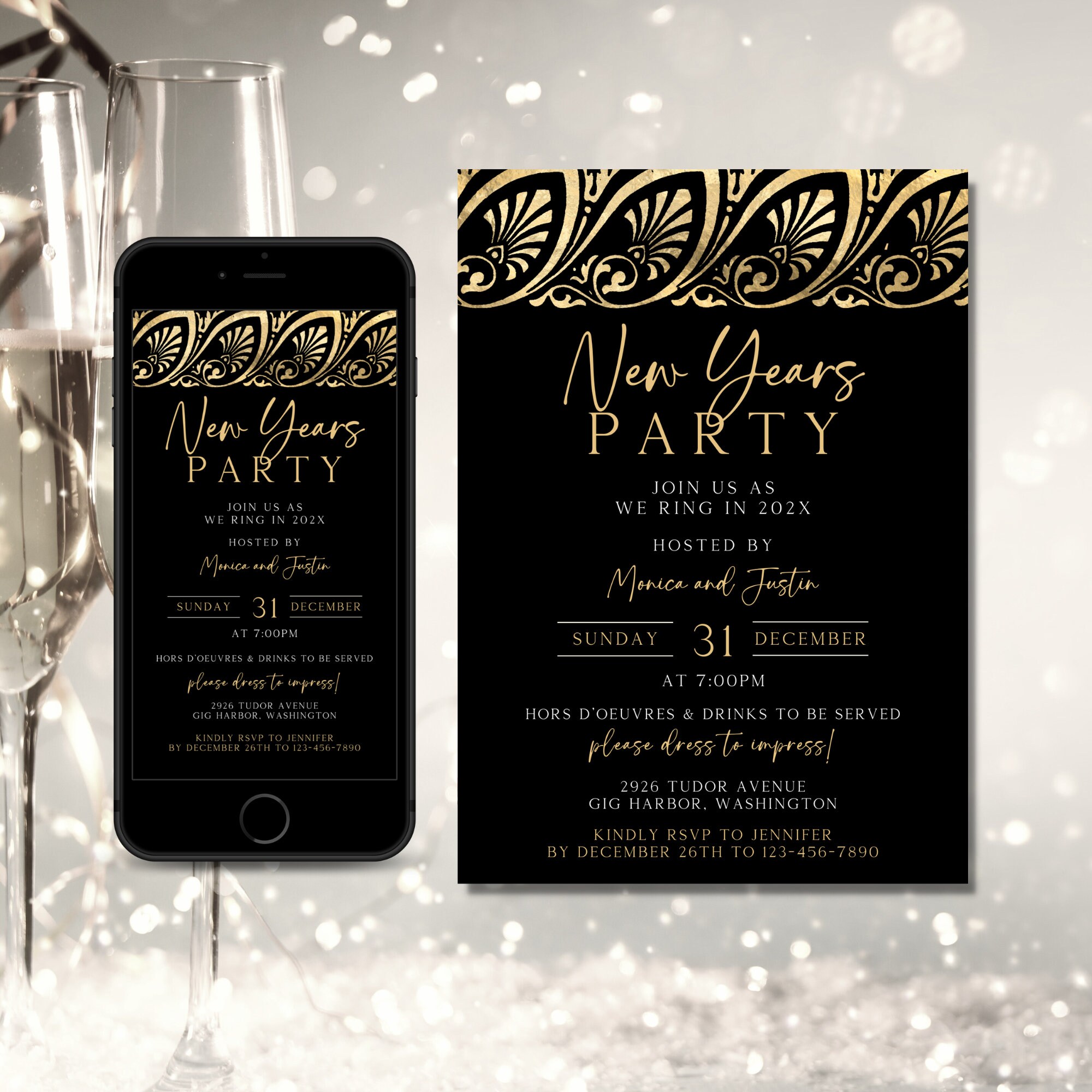 Editable New Years Eve Party Invitation Template Printable - Etsy
