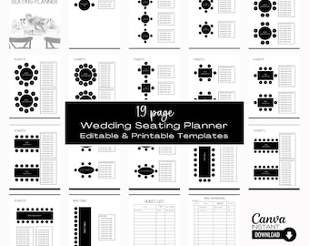 Editable Wedding Seating Chart Planner, Printable Seating Plan, Seating ...