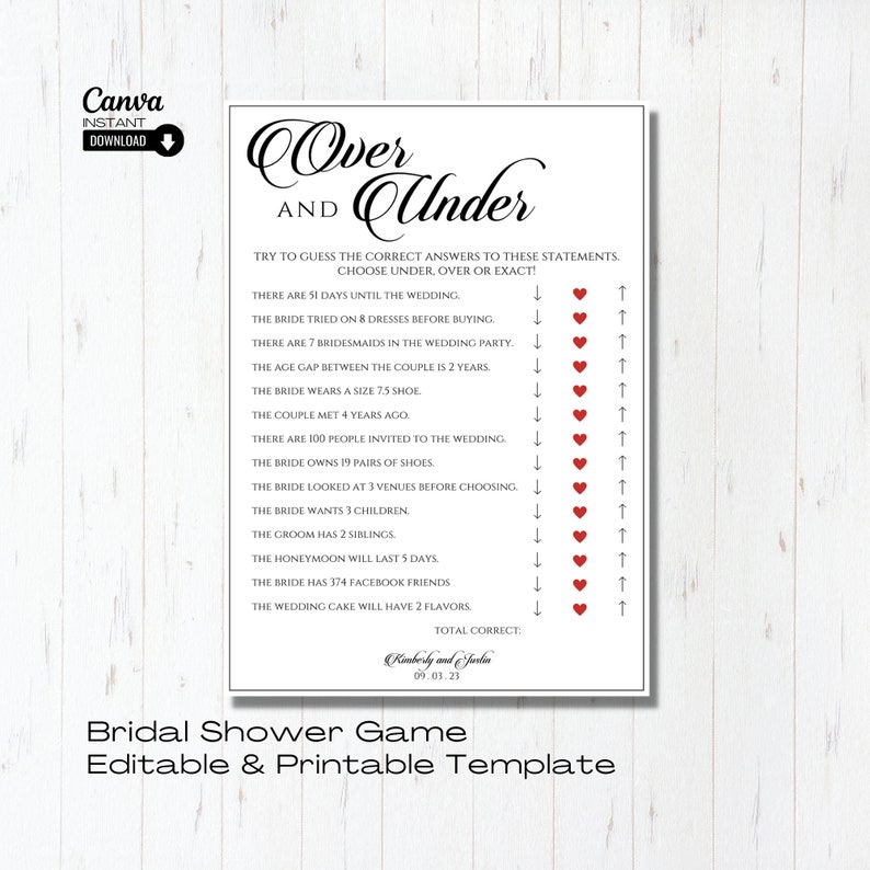 Editable Minimalist Bridal Shower Game, Printable Modern Bridal Trivia ...