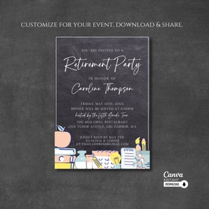 Teacher Retirement Party Invitation Template: Chalkboard Design ...