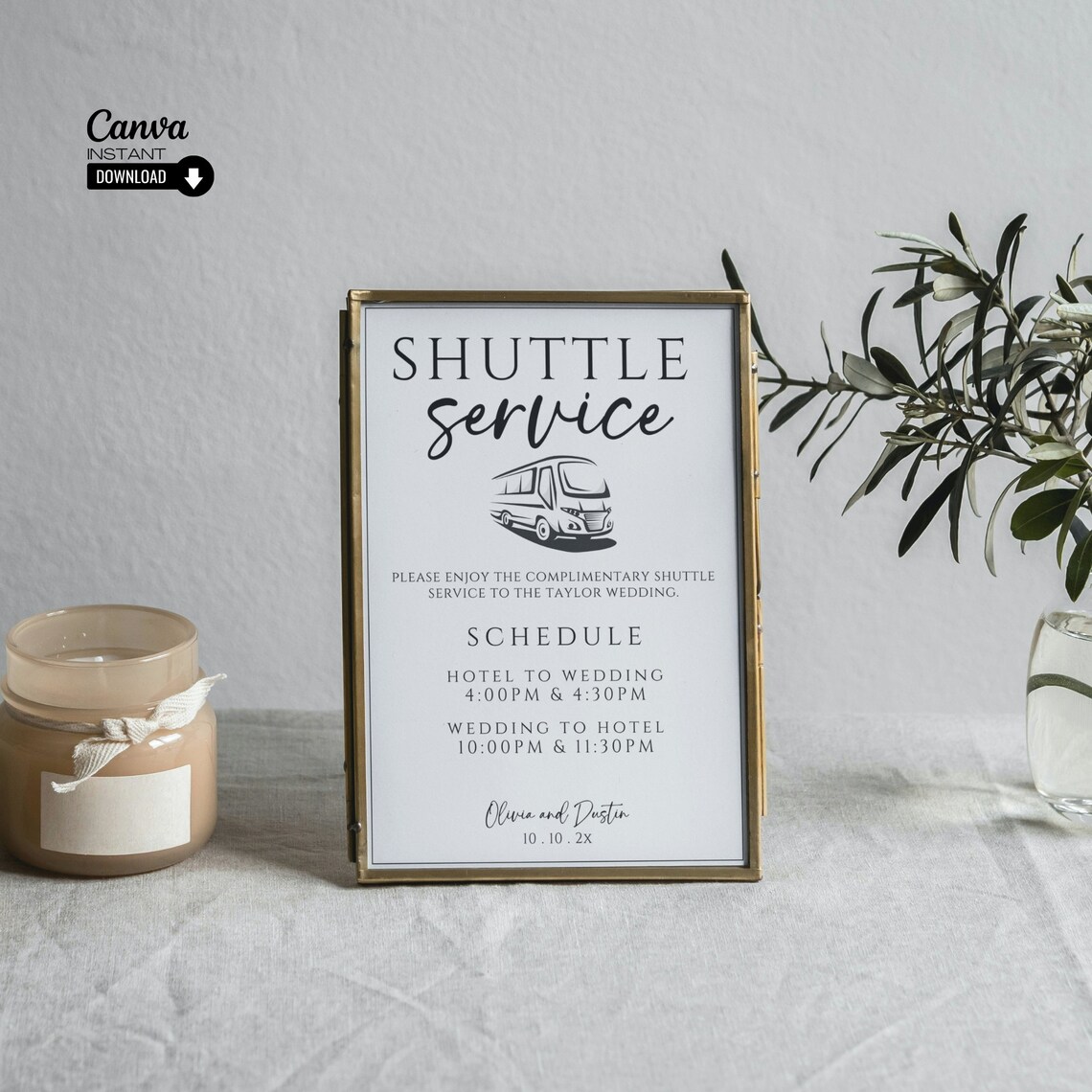 Wedding Shuttle Service Sign Template: Editable Printable (canva) - Etsy