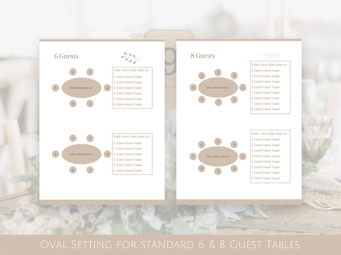 Editable Wedding Seating Chart Planner Printable Seating - Etsy