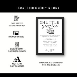 Wedding Shuttle Service Sign Template: Editable Printable (canva) - Etsy