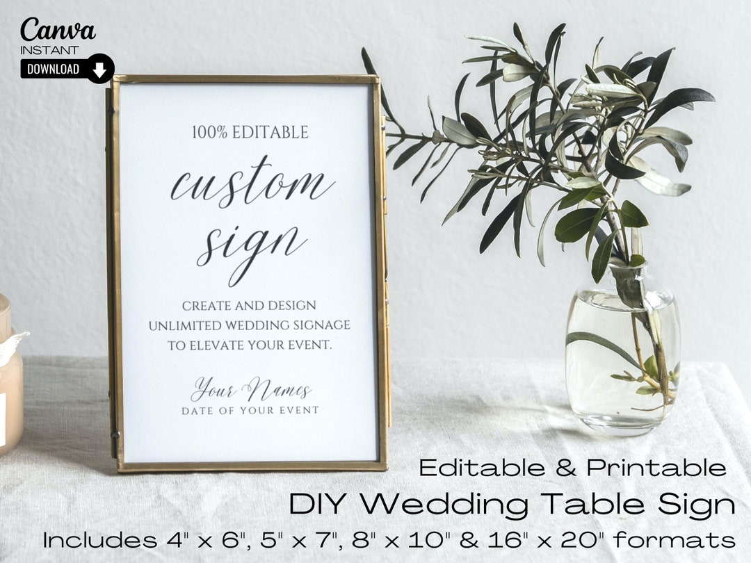 Editable Wedding Table Sign Template Minimalist Wedding Table - Etsy