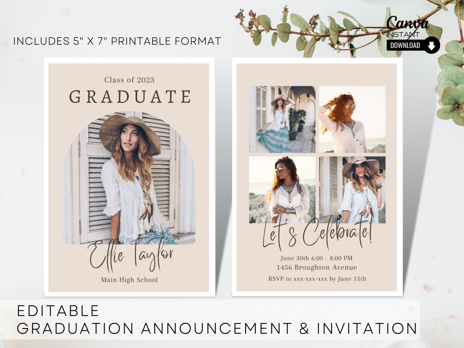Editable Graduation Party Invitation Graduation Announcement - Etsy