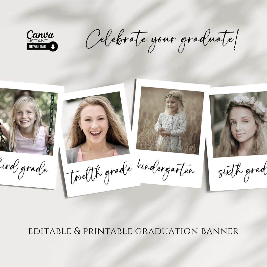 Editable Graduation Photo Banner, Printable Grad Party Decor ...