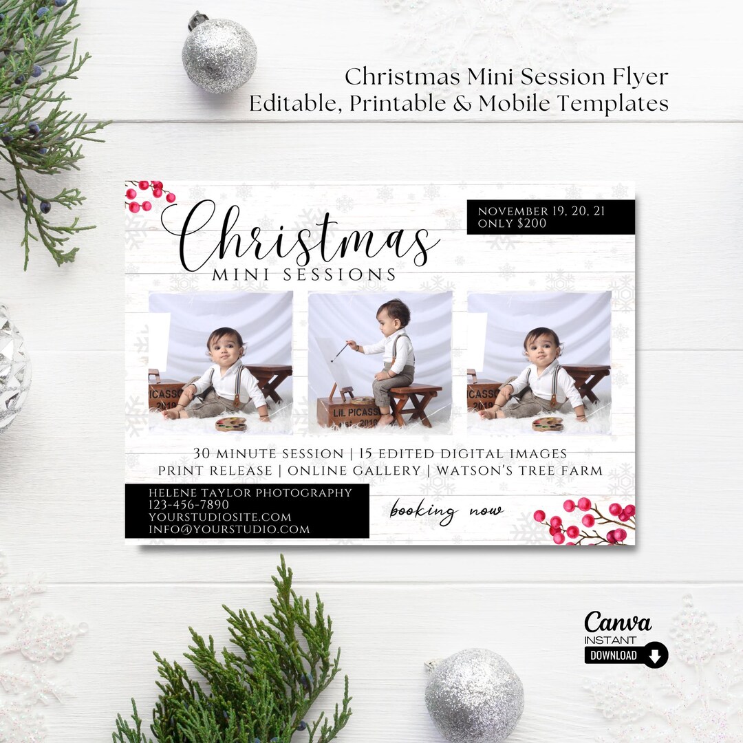 Christmas Mini Session Canva Template, Holiday Mini Session Flyer ...